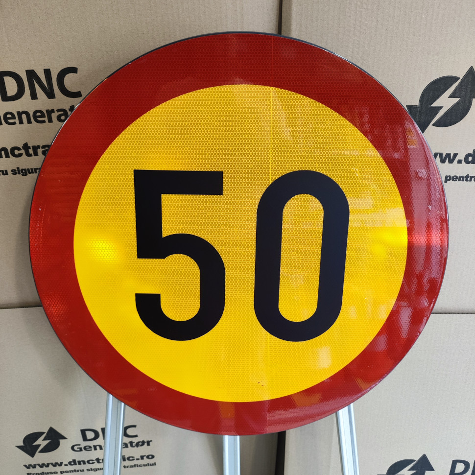 Limitare de viteza 50km, temporar, Indicator rutier | Semn de ...