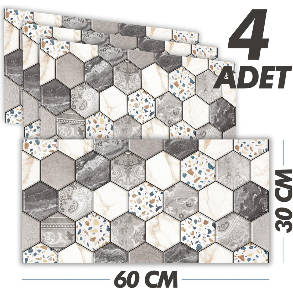 Panouri decorative din PVC, model HEXAGONAL, cutie cu 4 buc 30x60cm, 0 ...