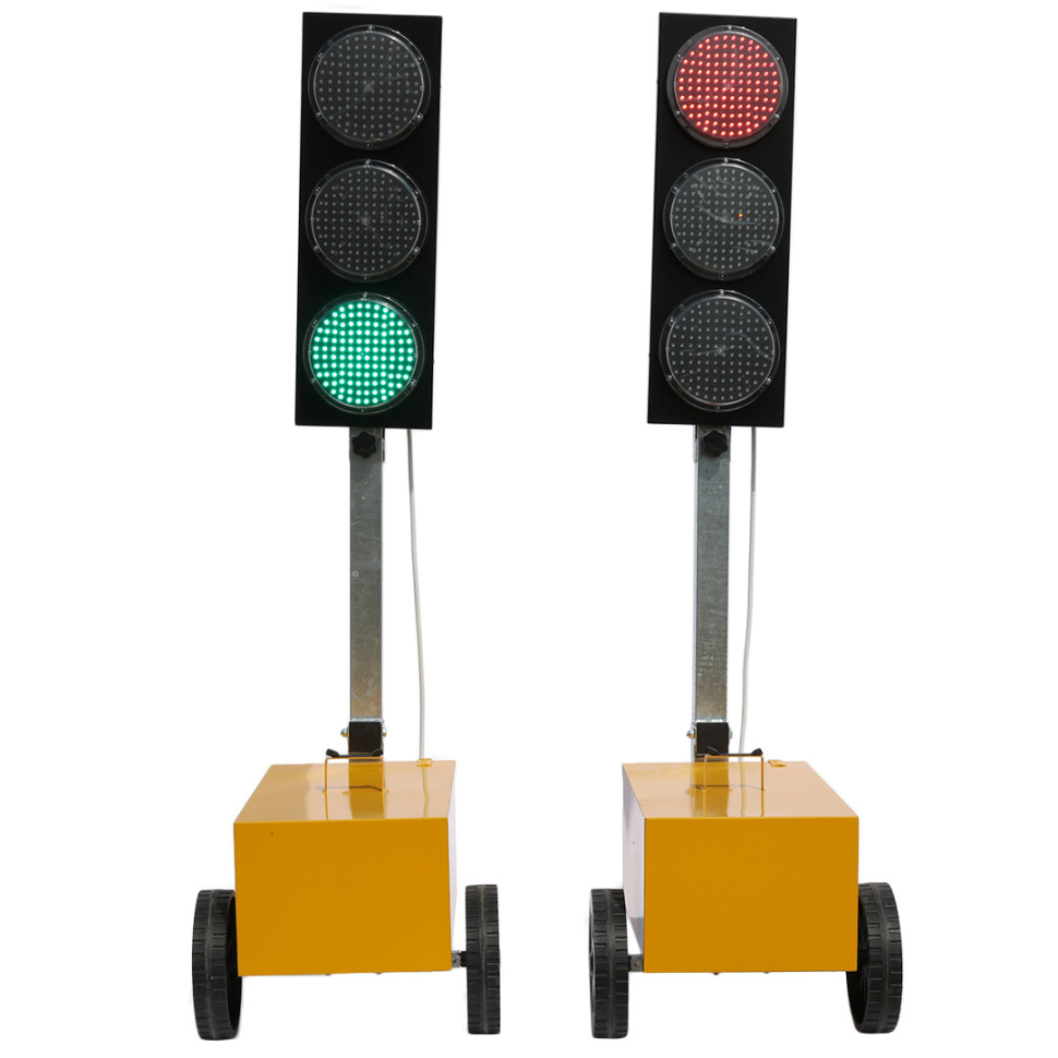 Set 2 Semafoare Mobile Rutiere cu 3 Lămpi LED pentru Lucrări în Trafic ...