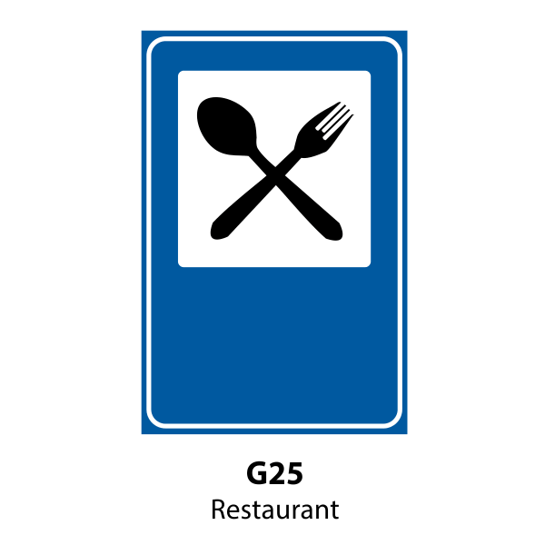 Restaurant, Indicator rutier | Semn de circulatie ― DNC Trafic
