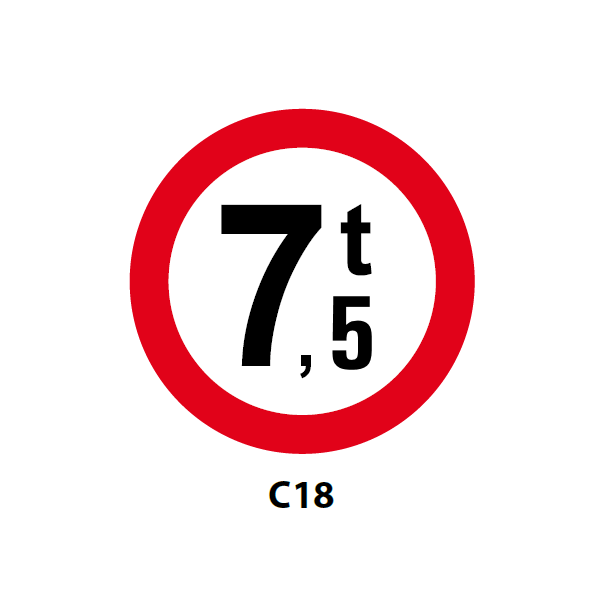 Accesul interzis vehiculelor avand masa mai mare de 7,5 tone, Indicator ...