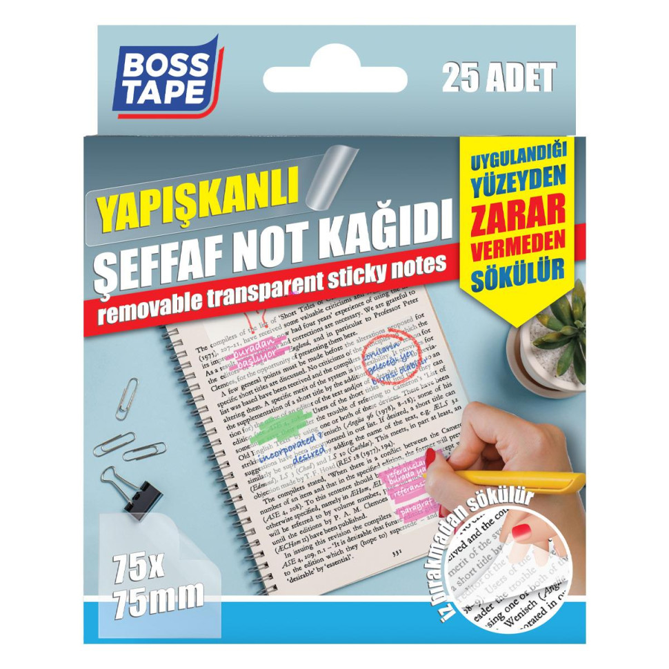 Notite Adezive Transparente, post it-uri, 25 buc, 75 x 75mm ― DNC Trafic