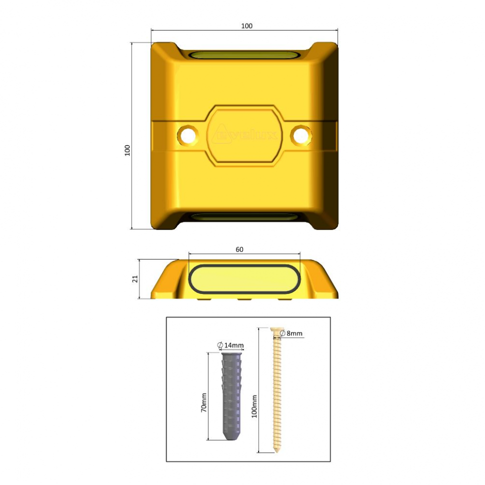 Buton rutier galben din ABS, model 12005-2 ― DNC Trafic