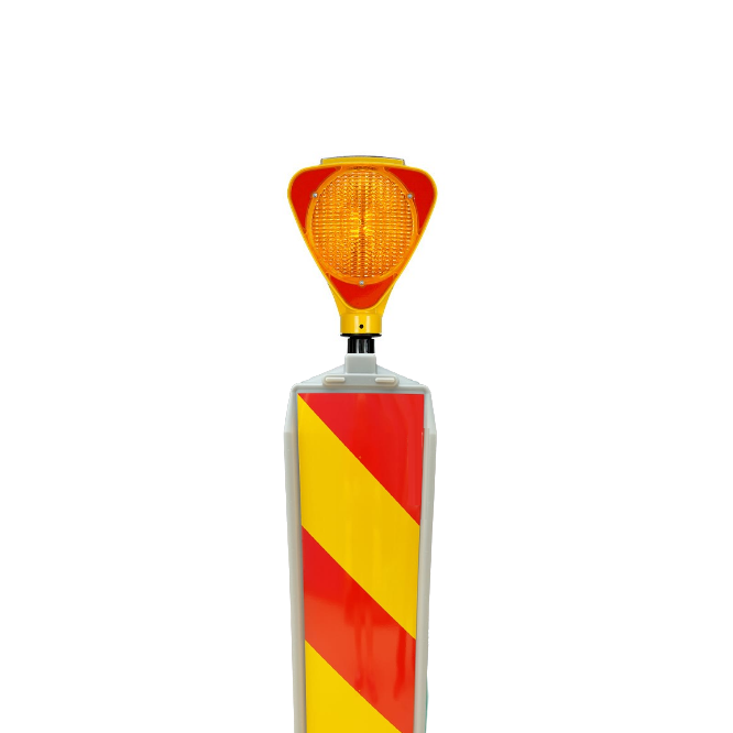 Baliza Directionala 18kg + Lampa PREMIUM De Semnalizare Cu Lumina Intermitenta Galbena ― DNC Trafic