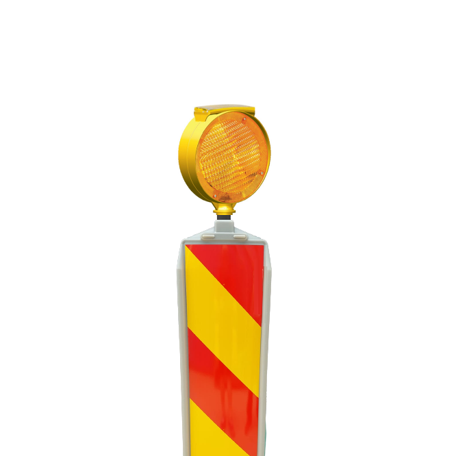 Baliza Directionala 18kg + Lampa De Semnalizare Cu Lumina Galbena Intermitenta ― DNC Trafic